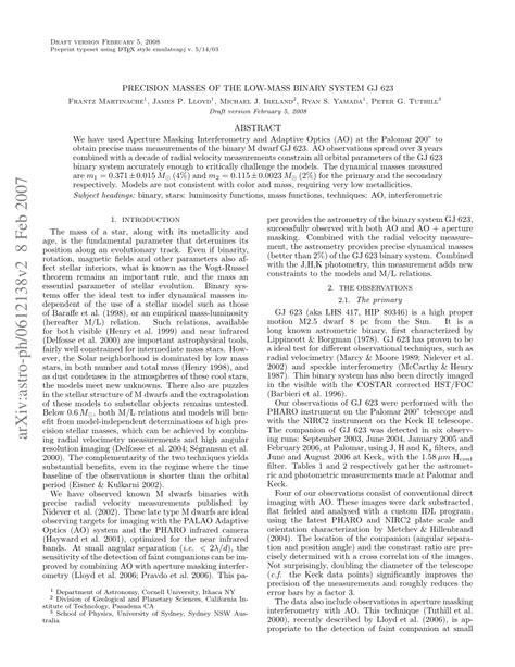 Pdf Precision Masses Of The Low Mass Binary System Gj 623