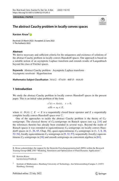 PDF The Abstract Cauchy Problem In Locally Convex Spaces