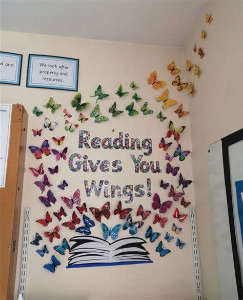 Beautiful School Display Reading Gives You Wings Reading Wall