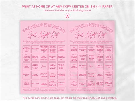 Girls Night Out Bachelorette Bingo Game Instant Download Etsy
