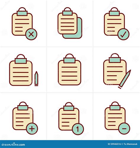 Icons Style Vector Isolated Clipboard List Icons Set Stock Vector