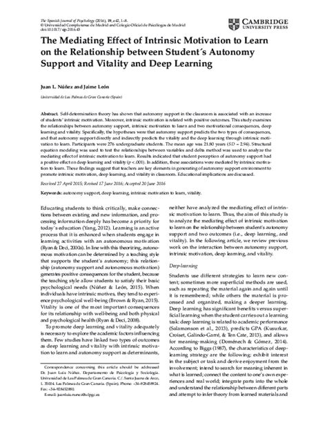 Pdf The Mediating Effect Of Intrinsic Motivation To Learn On The