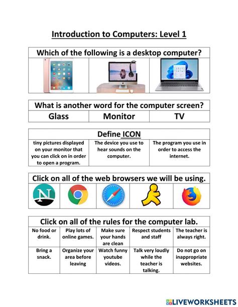 Intro To Computers Quiz Level 1 Worksheet Live Worksheets