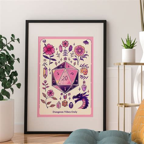Dnd Art Print Dnd Dice Wall Art Dnd Poster Dnd Player T Girly