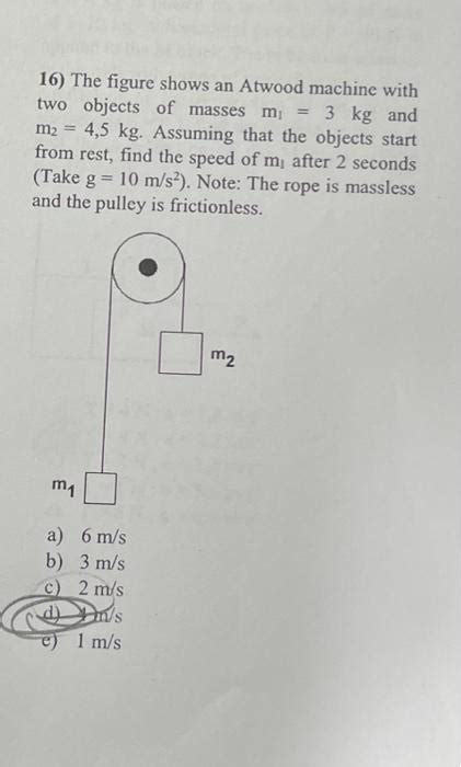 solved 16 the figure shows an atwood machine with two