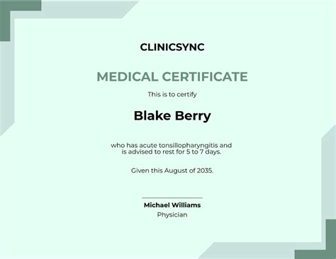 Free School College Leave Medical Certificate Template To Edit Online