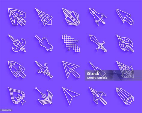 Mouse Cursor Simple Paper Cut Icons Vector Set Stock Illustration Download Image Now Advice