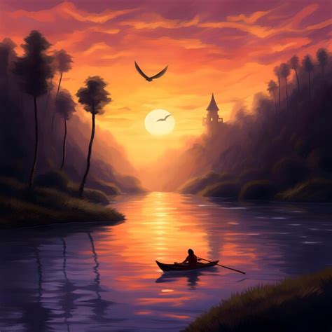 Premium Ai Image Sunset Landscape