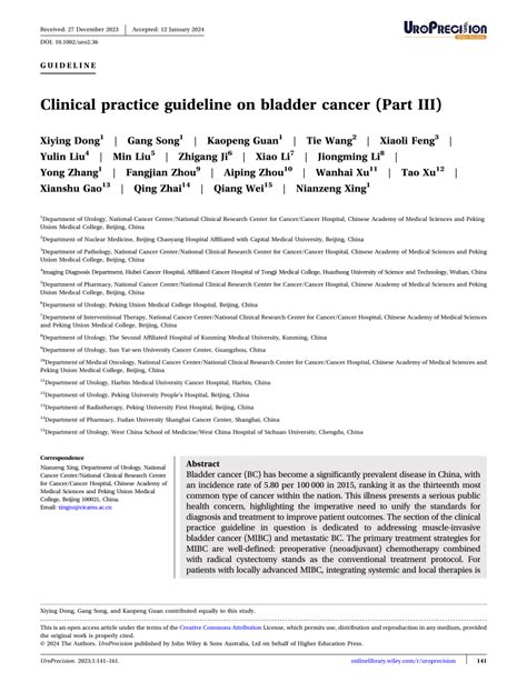 Pdf Clinical Practice Guideline On Bladder Cancer Part Iii