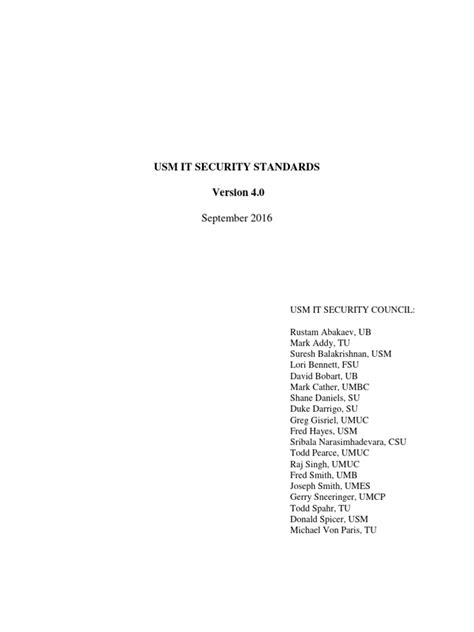 Usm It Security Standards Pdf Cloud Computing Password