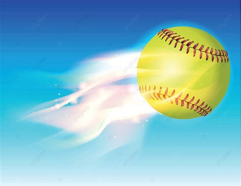 Softball Menyala Di Langit Ilustrasi Bola Bara Vektor Vektor Bola