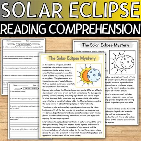 Solar Eclipse Reading Comprehension Passage Solar Eclipse 2024 Activities