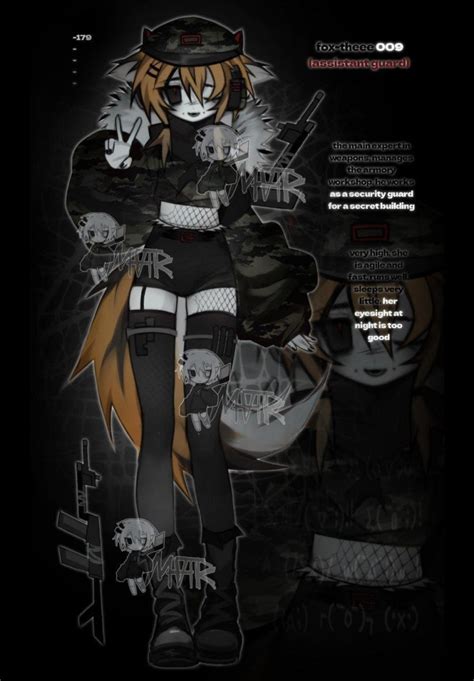 Cute Antro Fox Girl Chibi Gun Dark Disguise Guard Security Open Ych Commishes