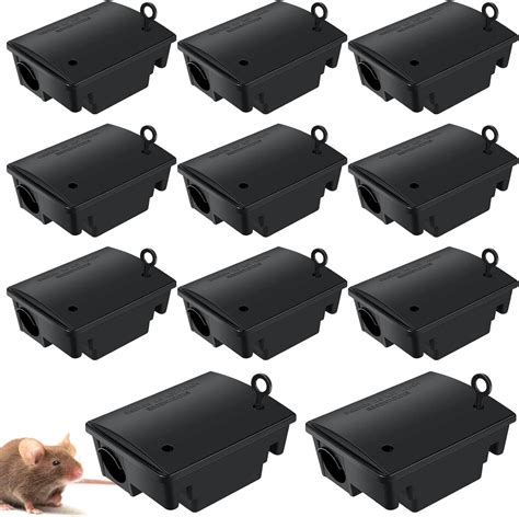 Qualirey 12 Packs Rat Bait Station Box Outdoor Rodent Rat Traps With