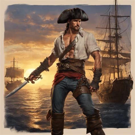 Dynamic Pirate Ryan Paevey Standing With One Boot On A Keg In A Captain
