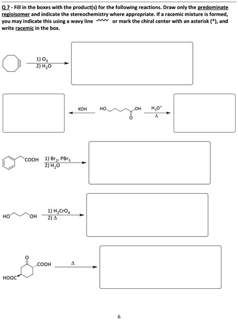 SOLVED: Q.2 - Fill in the boxes with the product(s) for the following reactions Draw only the ...