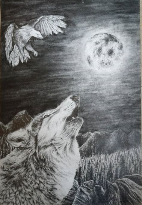 How To Draw A Wolf Howling At The Moon Step By Step