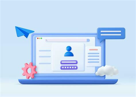 3d Computer And Account Login And Password Form Page On Screen Sign In To Account User