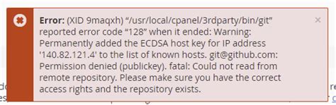 Deployment Trying To Link My Github Repo To Cpanel Throws An Error