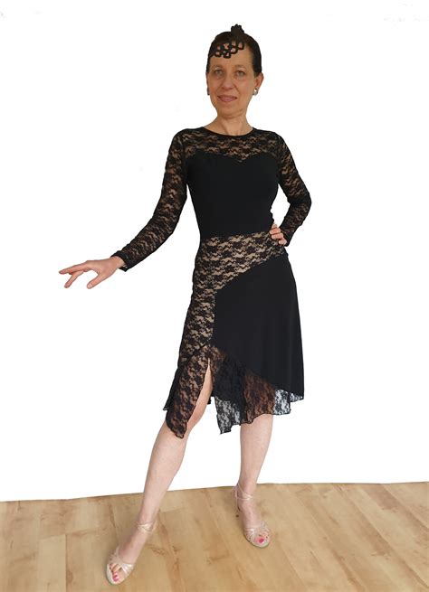 Dr075 Argentine Tango Dress With Lace Back And Sleeves Etsy