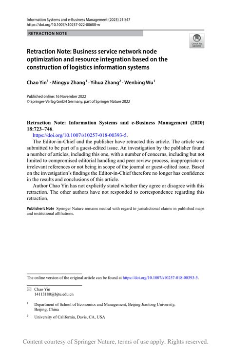 Retraction Note Business Service Network Node Optimization And Resource Integration Based On