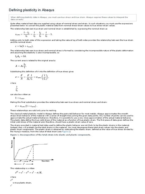 Defining Plasticity In Abaqus Pdf Deformation Engineering