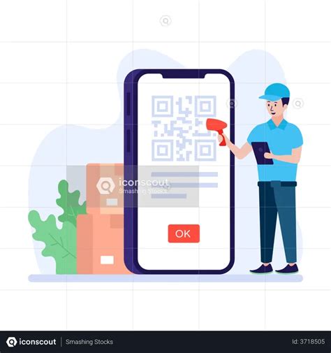 Man Scanning Qr Code Using Barcode Reader Illustration Free Download