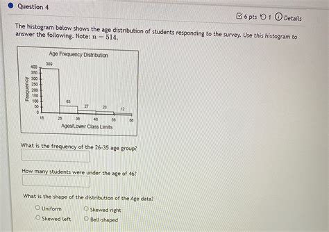 [solved] question 4 6 pts 9 1 0 details the histogram below shows the