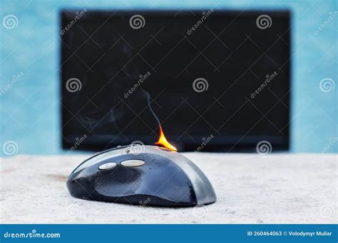 Computer Mouse In Flames Careless Handling Of Equipment Fire Stock Image Image Of Accident