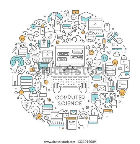 Vector Line Concept Computer Science Modern Stock Vector Royalty Free Shutterstock