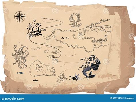 Old Treasure Map Stock Vector Illustration Of Paper 50979198