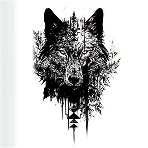 Wolf Head Stencil Tattoo