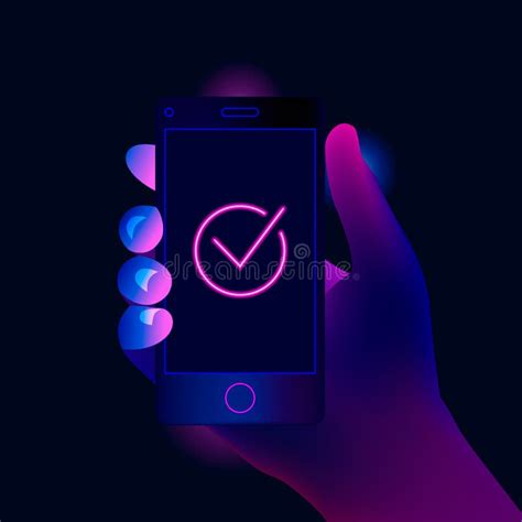 Check Mark On Smartphone Screen Stock Vector Illustration Of Hand Cyanbackground
