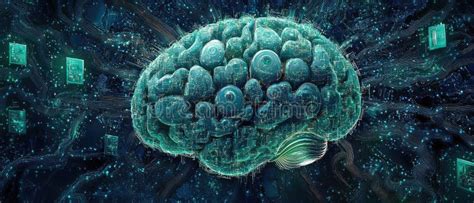 Human Brain With Data Flowing Into And Out Of It Stock Illustration