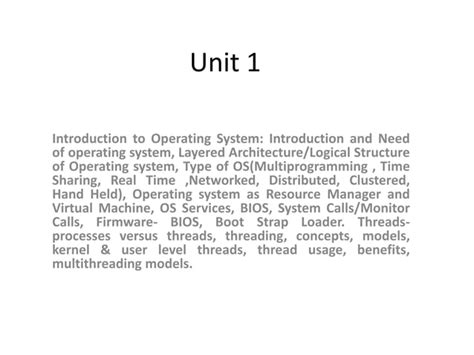 Os Unit 1 2pptx Introduction To Operating Systems Ppt