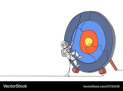 Single Continuous Line Drawing Astronaut Climbs Vector Image