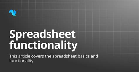 Spreadsheet Functionality Learn Squirrel365