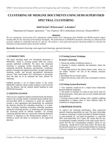 Clustering Of Medline Documents Using Semi Supervised Spectral Clustering Pdf
