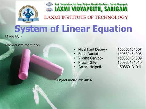 System Of Linear Equations Ppt