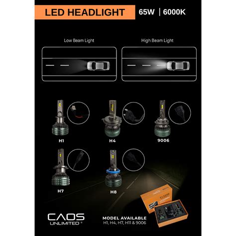 【high Quality】65w 6000lm Caos Unlimited Car Headlight Led H4 H7 H11