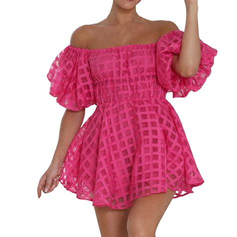 Fshinging Dresses For Women 2025 Off The Shoulder Short Puff Sleeve