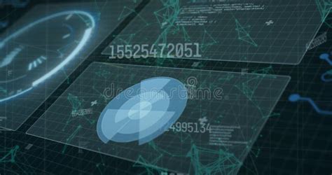 animation of scopes scanning data processing and network of