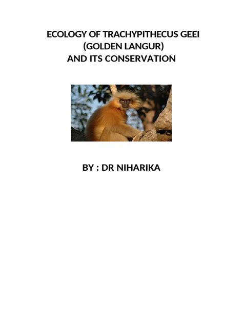 Ecology Of Trachypithecus Geei Pdf Conservation Biology