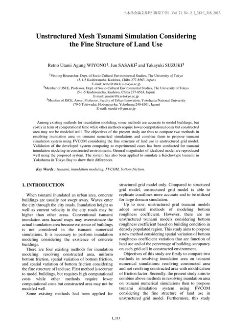 Pdf Unstructured Mesh Tsunami Simulation Considering The Fine Structure Of Land Use