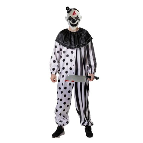 Disfraz Payaso Terror Con Mascara Látex Hombre Mono Enterizo Blanco Y