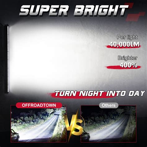 Offroadtown 40 Inch Led Light Bar Single Row Off Road Lights 400w Spot