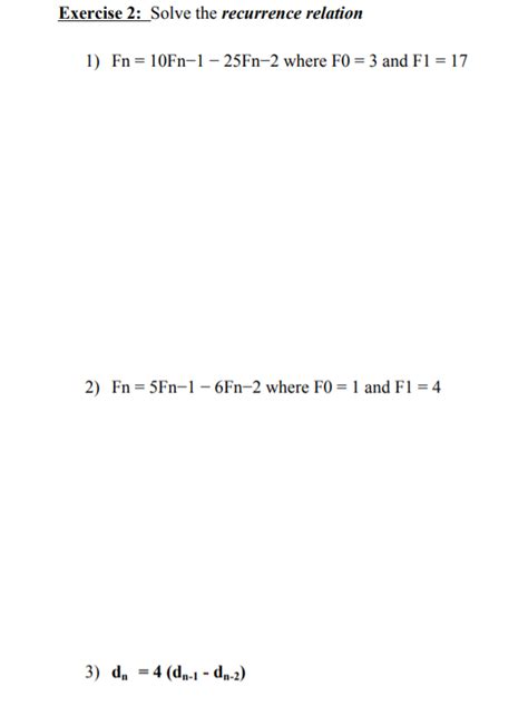 Solved Exercise 2 Solve The Recurrence Relation 1 Fn