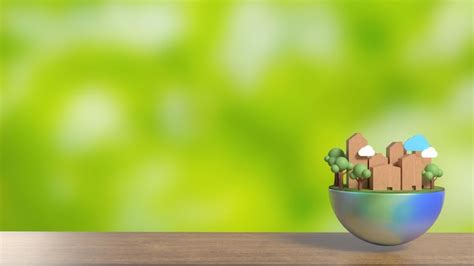 A Casa Edifício E árvore Em Meio Planeta Para Eco Conceito Renderização 3d Foto Premium