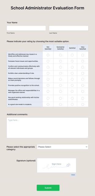 School Administrator Evaluation Form Template Jotform