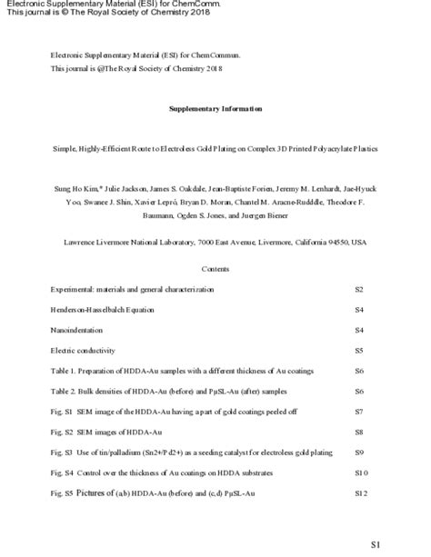 Pdf A Simple Highly Efficient Route To Electroless Gold Plating On Complex 3d Printed